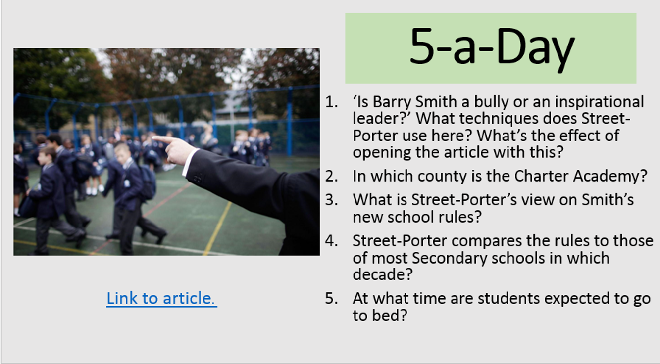 On our Weekly Reading Challenge for KS4 – The Learning Profession