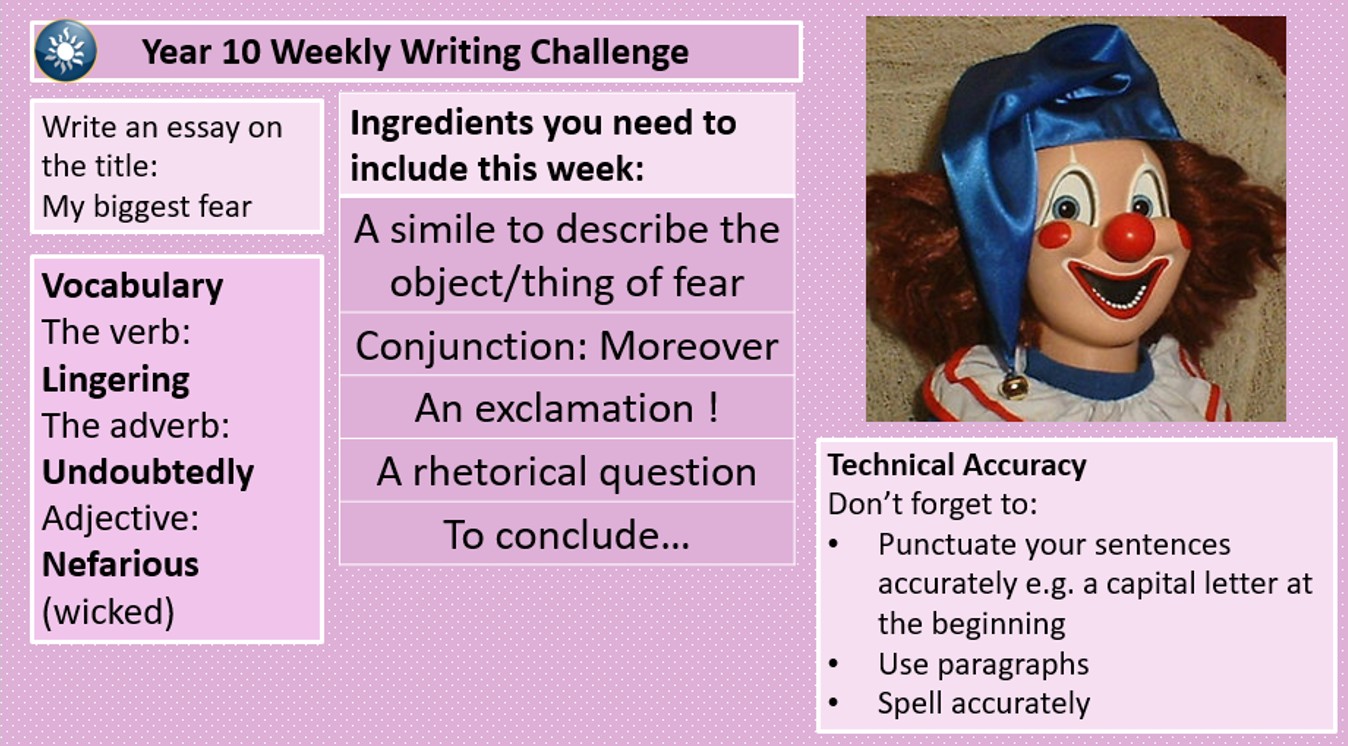 On our Weekly Writing Challenges 2017-18 – The Learning Profession