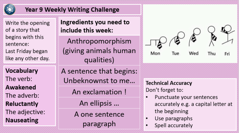 On our Weekly Writing Challenges 2017-18 – The Learning Profession