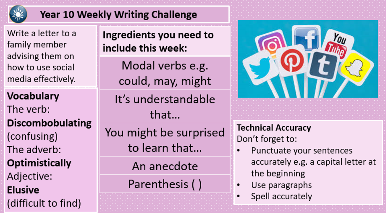 On our Weekly Writing Challenges 2017-18 – The Learning Profession